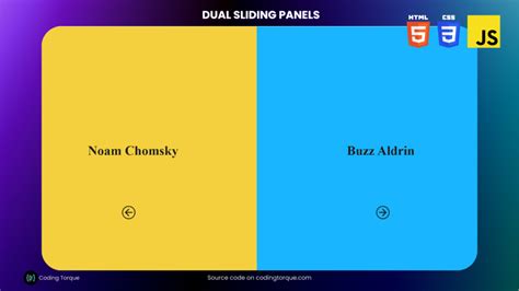 dual sliding panels using html css and javascript coding torque