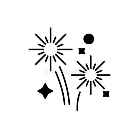 Fireworks Holidays Black Icon Vector Sign On Isolated Background