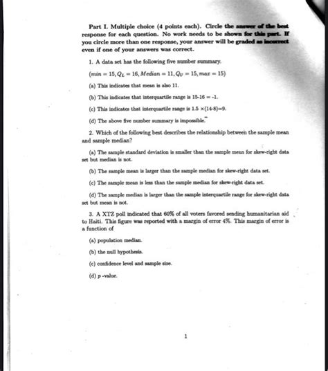 solved part i multiple choice 4 points each circle the