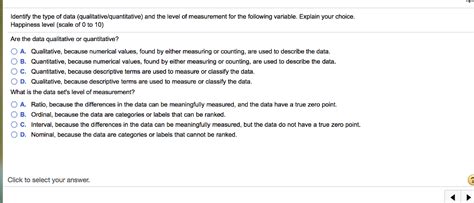 solved identify the type of data qualitative quantitative