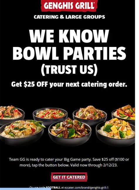 Genghis Grill Coupon Code Get 25 Off When You Order 100 Or More In Ca