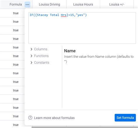 why does formula column say true special workflows and use cases