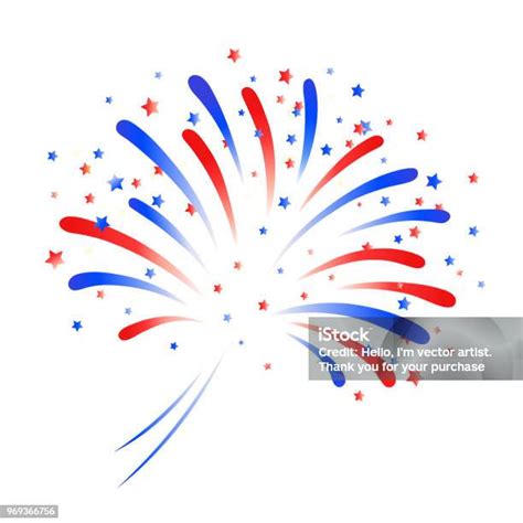 독립 기념일에 대 한 벡터 불꽃놀이입니다 스타와 함께 파란색과 빨간색 불꽃입니다 불꽃놀이 오락 행사에 대한 스톡 벡터 아트 및 기타 이미지 불꽃놀이 오락 행사 불꽃놀이