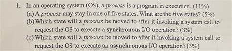 Solved In An Operating System OS A Process Is A Program Chegg