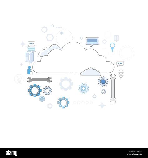Cloud Computing Database Storage Services Web Technology Banner Thin Line Stock Vector Image