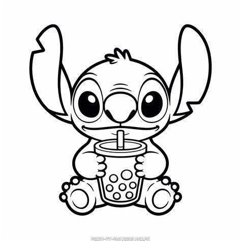 Målarbild Stitch Med Boba Omalovánky Pro Děti Zdarma K Vytištění