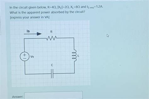 solved in the circuit given below r 4Ω xc 2Ω xl 8Ω ﻿and