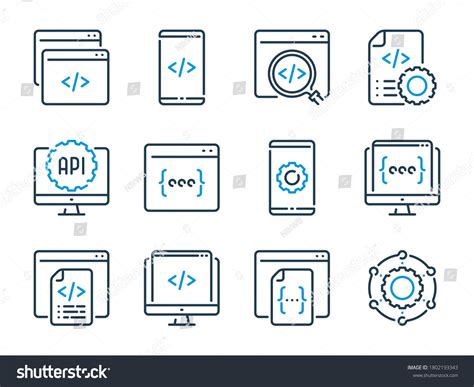 Programming Development Related Vector Line Icons Stock Vector Royalty Free
