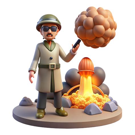 3d Cartoon Investigator Exploding Rocket Illustration 56285578 Png