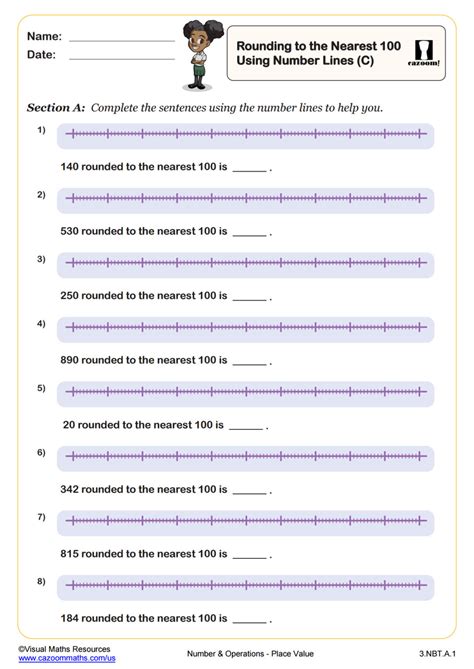 rounding numbers to the nearest 100 using number lines c fun and