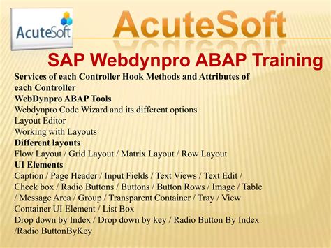 Sap Webdynpro Abap Training Ppsx