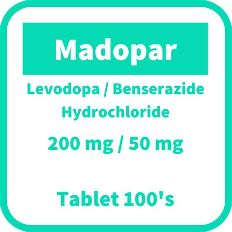 Madopar Levodopa Benserazide Hydrochloride 200mg 50mg Tablet 100s Price In The Philippines