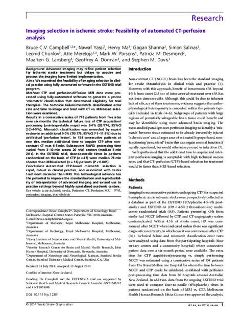 Pdf Imaging Selection In Ischemic Stroke Feasibility Of Automated Ct