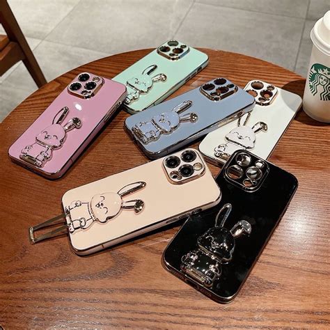 Capa Para Celular Silicone Colorida Com Suporte Cute Bunny Capas No Atacado Pel Culas
