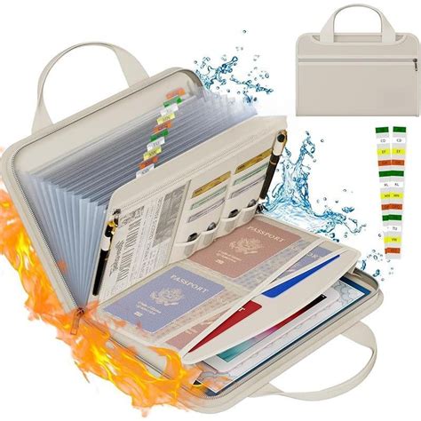 Fireproof Accordion File Organizer With Handle 13 Pocket Expanding File Folder With Zipper