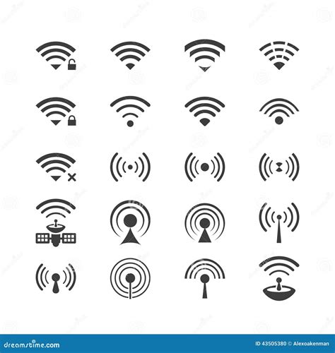 Set Of Vector Wireless Icons For Wifi Remote Control Access And Radio Communication