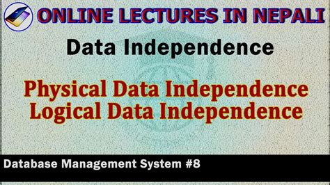 Dbms8 Data Independence In Dbms Physical Data Independence And Logical Data Independence
