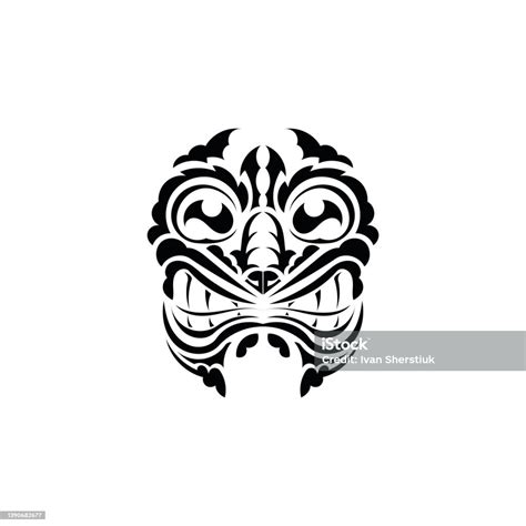 부족 마스크 고대 부족 스타일의 검은 문신 마오리 스타일 흰색 배경에 고립 된 벡터 태양 하늘에 대한 스톡 벡터 아트 및 기타 이미지 태양 하늘 토착 문화 벡터