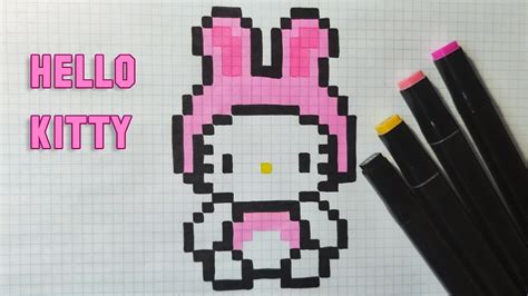 Как нарисовать Hello Kitty в костюме Зайчика по клеточкам How To Draw