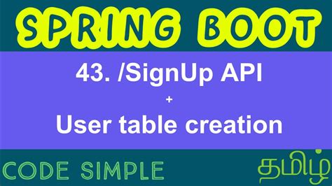 43 Signup Api User Table Creation In Mysql Spring Boot Expert Tutorial Code Simple Youtube