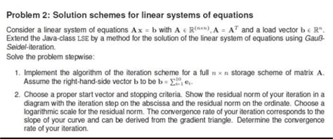 Solved Problem Solution Schemes For Linear Systems Of Chegg