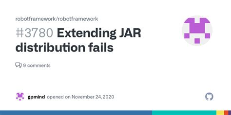 Extending Jar Distribution Fails Issue Robotframework Robotframework Github