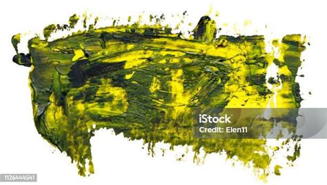 흰색 배경에 고립 된 질감된 검정색과 노란색 오일 페인트 브러시 스트로크 0명에 대한 스톡 사진 및 기타 이미지 0명 검은색 그런지 이미지 기법 Istock