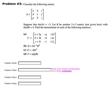 Answered Problem 3 Consider the following matrix Га Problem 3 a Problem 3 b Problem 3