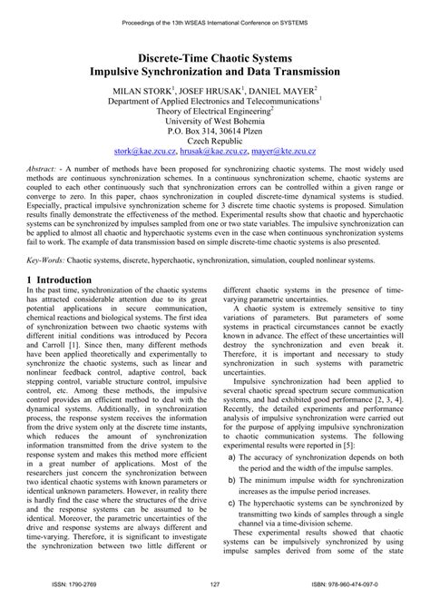 Pdf Discrete Time Chaotic Systems Impulsive Synchronization And Data