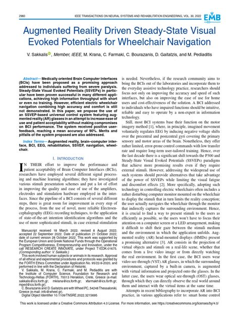 Augmented Reality Driven Steady State Visual Evoked Potentials For Wheelchair Navigation Pdf