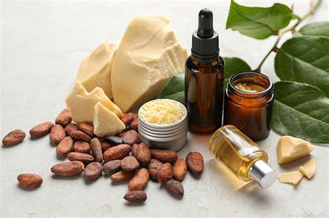 Premium Photo Beautiful Composition With Cocoa Butter Lotion On Table