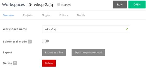 Chapter 3 Workspaces Overview End User Guide Red Hat Codeready Workspaces 20 Red Hat