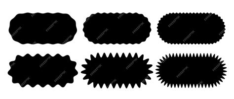 Premium Vector Zig Zag Edge Oval Shape Collection Jagged Ellipse Elements Set Black Graphic