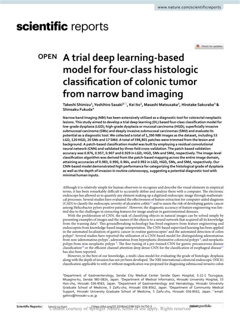 Pdf A Trial Deep Learning Based Model For Four Class Histologic