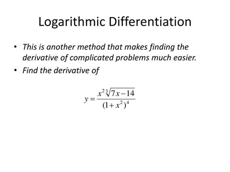 Derivatives of Logarithmic Functions - ppt download