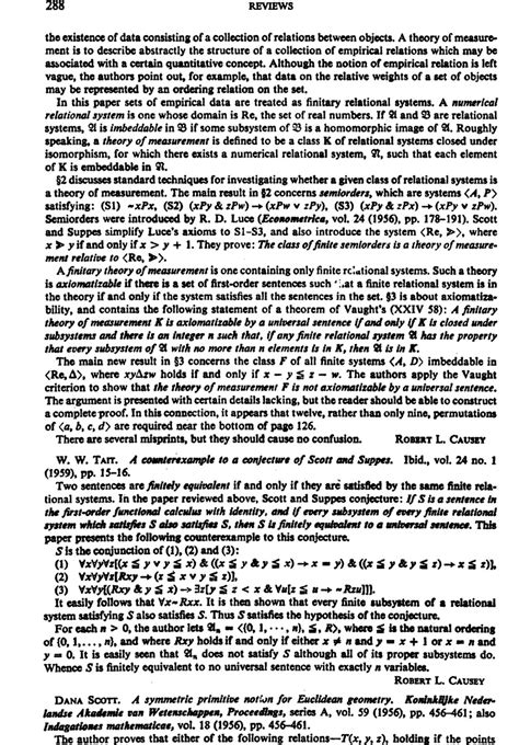 W W Tait A Counterexample To A Conjecture Of Scott And Suppes The Journal Of Symbolic Logic