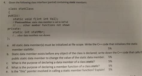 Solved Given The Following Class Interface Partial Chegg