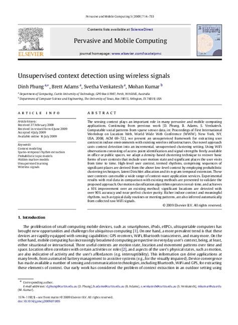 Pdf Unsupervised Context Detection Using Wireless Signals