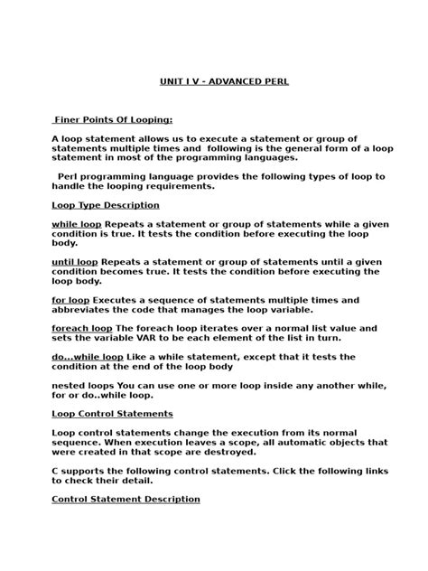 Unit 4 Advanced Perl Pdf