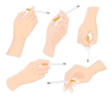 Hand Holding A Cigarette Hand Collection Vector Illustration 4105129