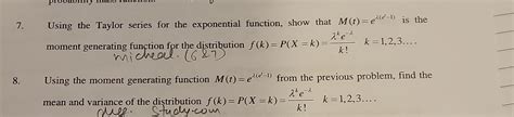 7 using the taylor series for the exponential