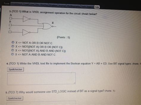 What Is Vhdl Assignment Operation For The Circuit