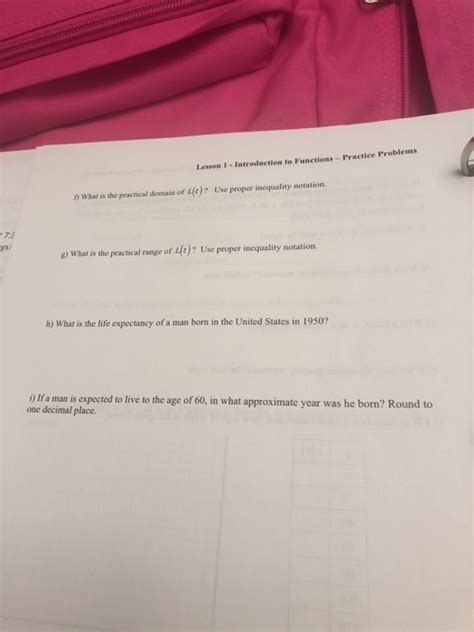 Solved Lesson 1 Introduction To Functions Practice