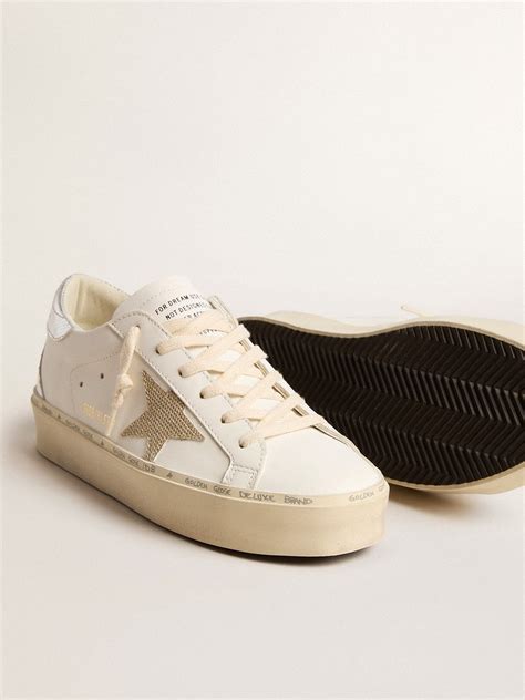 Hi Star With Gold Glitter Star And Lizard Print Leather Heel Tab