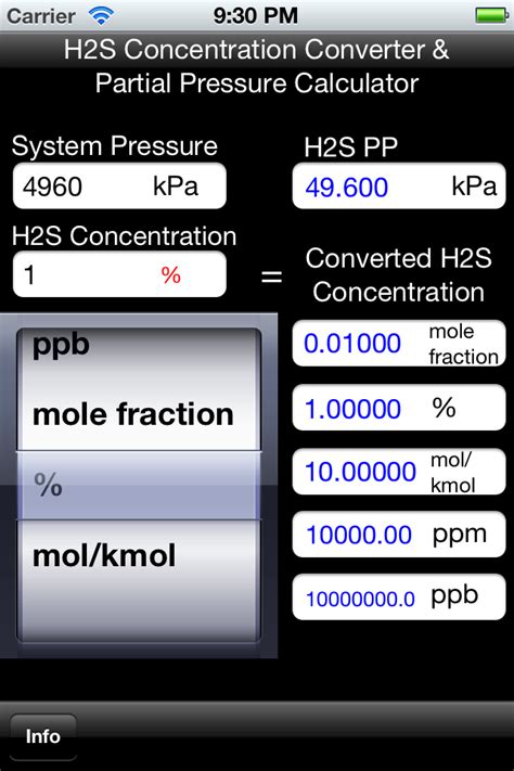 H2S Concentration And Partial Pressure Calculator Utilities Productivity Free App For IPhone