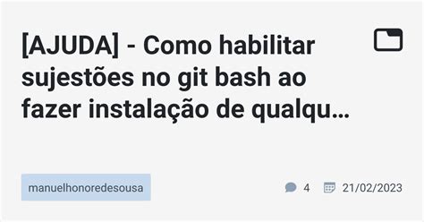 [ajuda] como habilitar sujestões no git bash ao fazer instalação de
