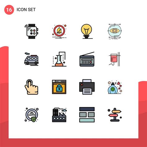 User Interface Pack Of 16 Basic Flat Color Filled Lines Of Bus Monitoring Idea Monitoring