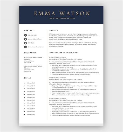 Free Resume Templates For Microsoft Word Download Now