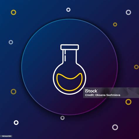 라인 테스트 튜브 및 플라스크 파란색 배경에 격리 된 화학 실험실 테스트 아이콘 실험실 유리 제품 기호 다채로운 개요 개념 벡터 0명에 대한 스톡 벡터 아트 및 기타 이미지