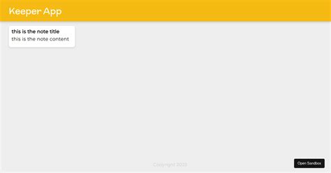Keeper App Using React Codesandbox